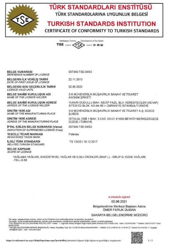 Sertifikalar | Triest | 3S Mühendislik